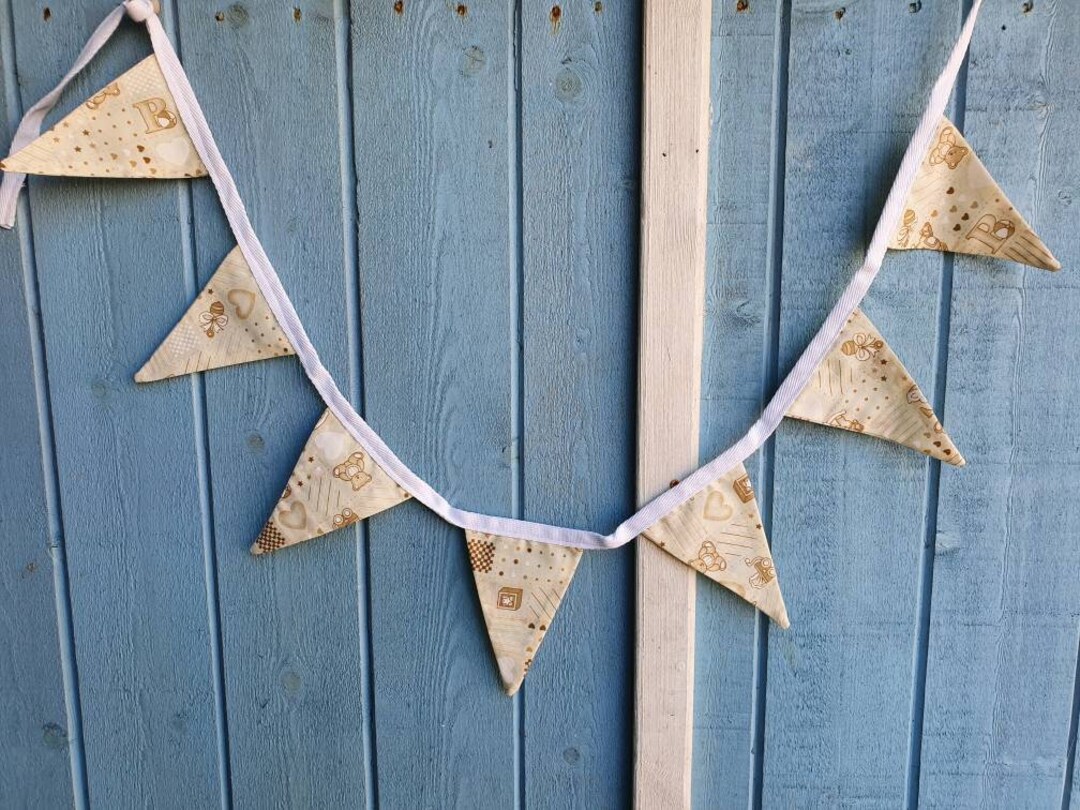 Fabric Bunting, Handmade Bunting, Nursery Decoration, Christening Decor ...