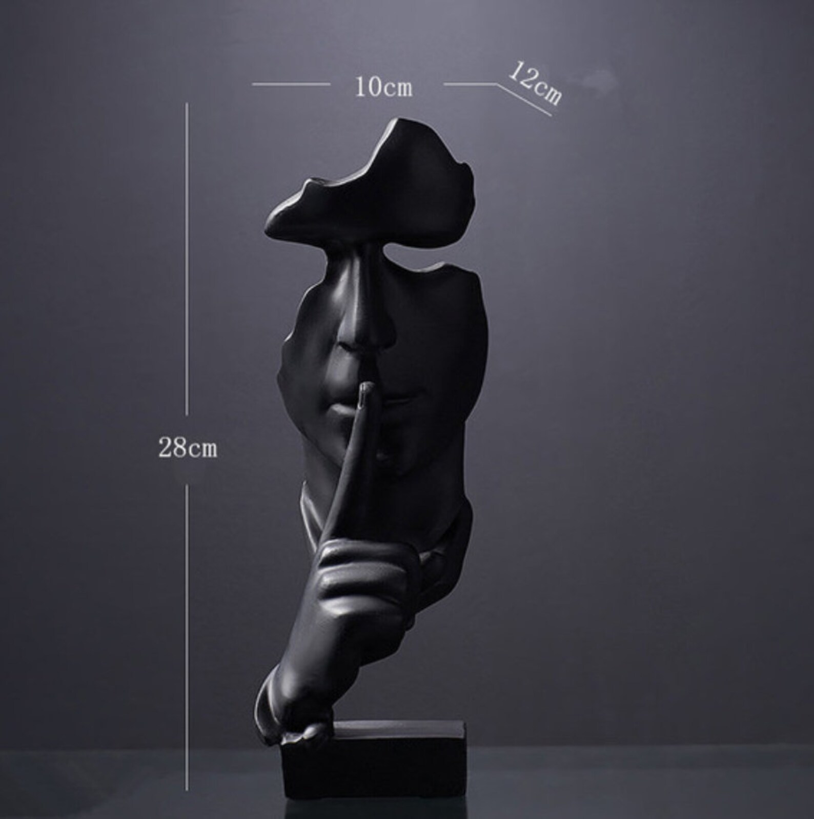 Contemporary Silence Statue Black Gold White Large - Etsy UK