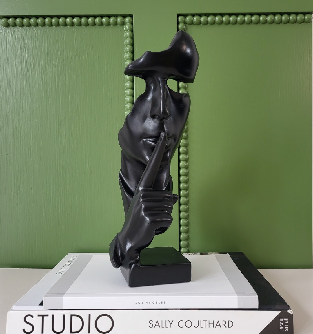 Contemporary Silence Statue Black Gold White Large - Etsy UK