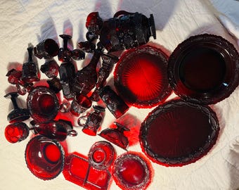 Avon Cape Cod 1876 Collection Vintage Dinnerware Ruby Red Glassware ...