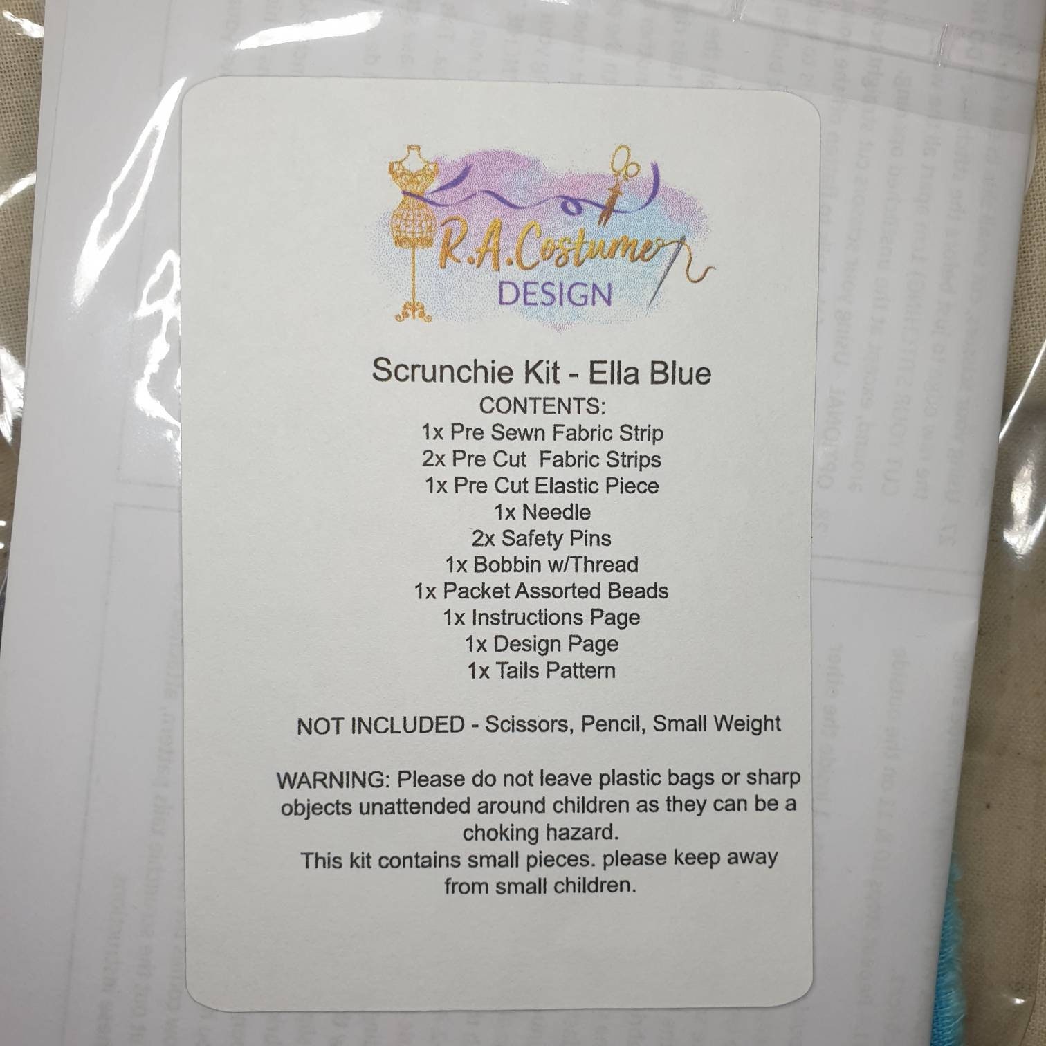 SCRUNCHIE KIT Blue Sparkly Scrunchie Kit Medium Size, DIY, Do It ...