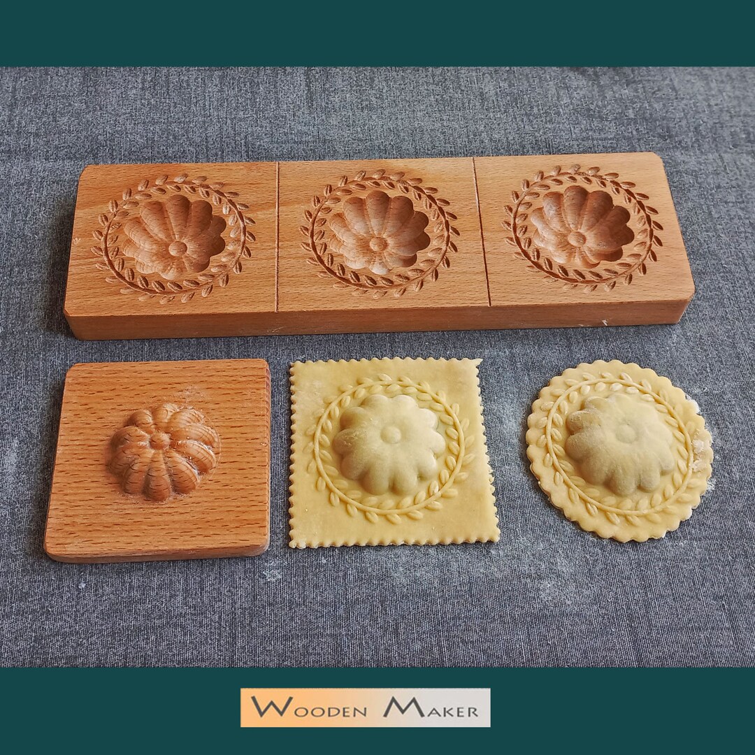 28x9cm Gourmet flower X3 Ravioli and Pasta Wood Mold. 2 Pz Beech Tree ...