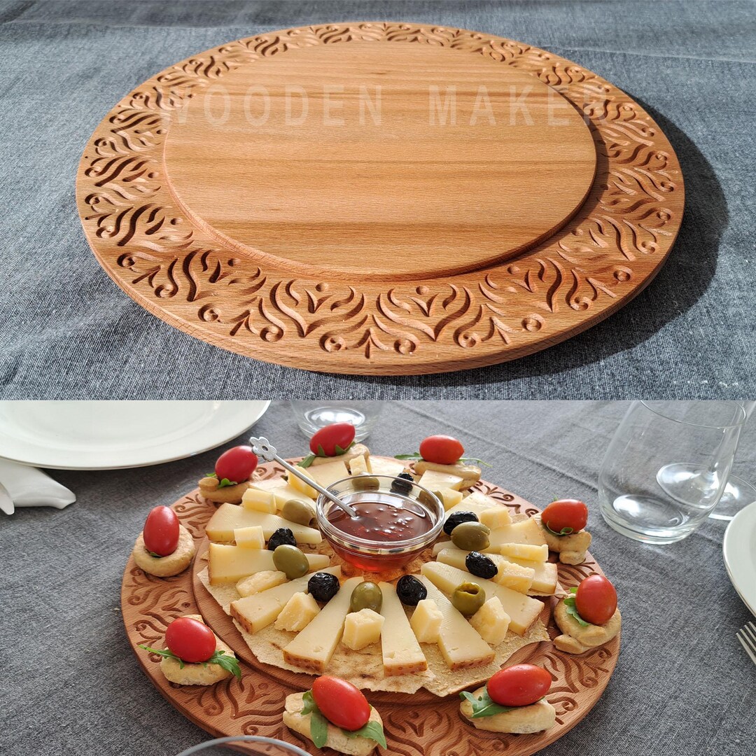 WOODEN TRAY "arabesque". Cheese Board - Underplate - Decorative Plate ...