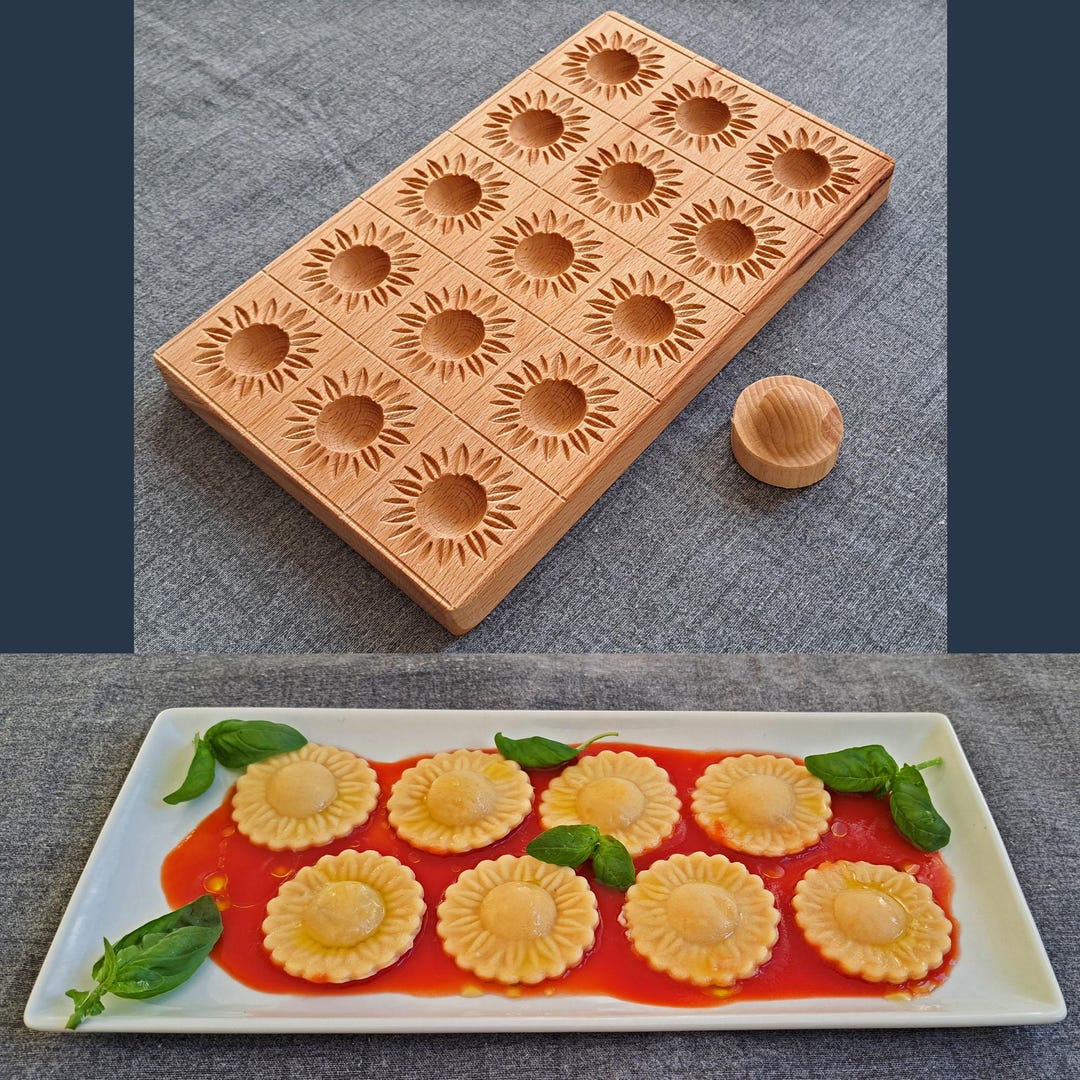 NEW! Stampo MAXI per Ravioli "girasole". 15 Cavità Con Pestello. 17x28 ...