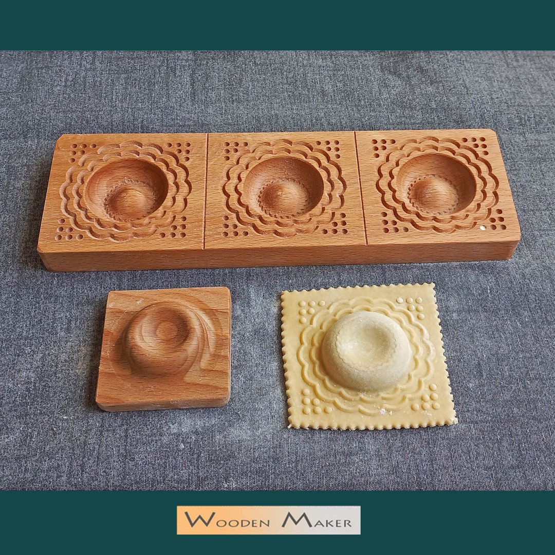28x9cm Gourmet "donut X3" - Ravioli and Pasta Wood Mold. 2 Pz - Beech ...
