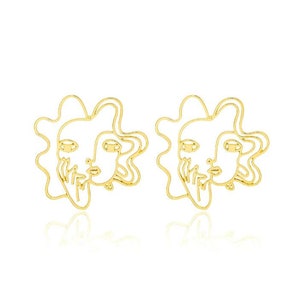 Abstract Face Stud Earrings Single Line Drawing Earrings - Etsy