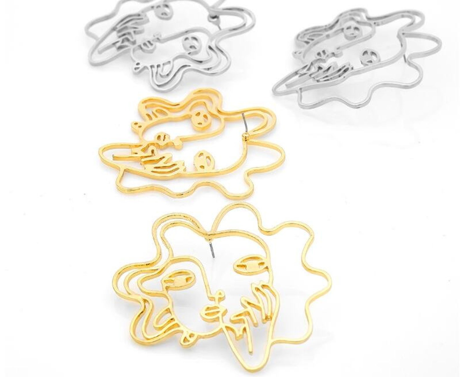 Abstract Face Stud Earrings Single Line Drawing Earrings - Etsy