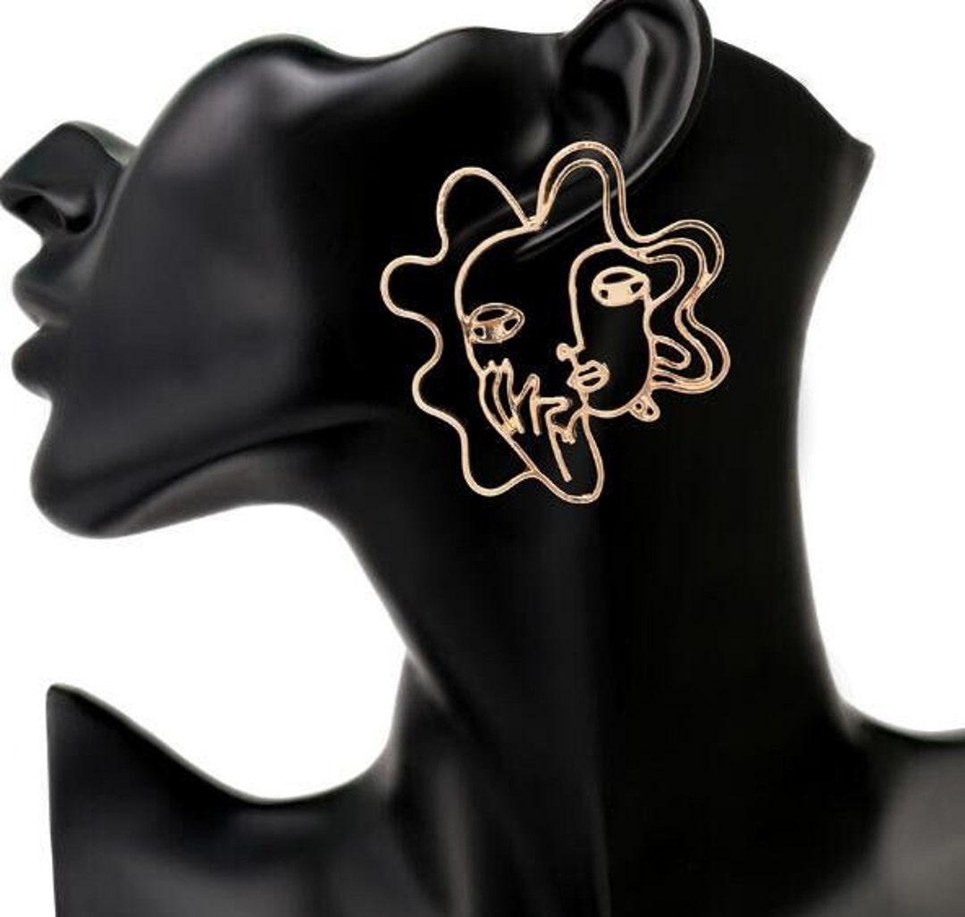 Abstract Face Stud Earrings Single Line Drawing Earrings - Etsy