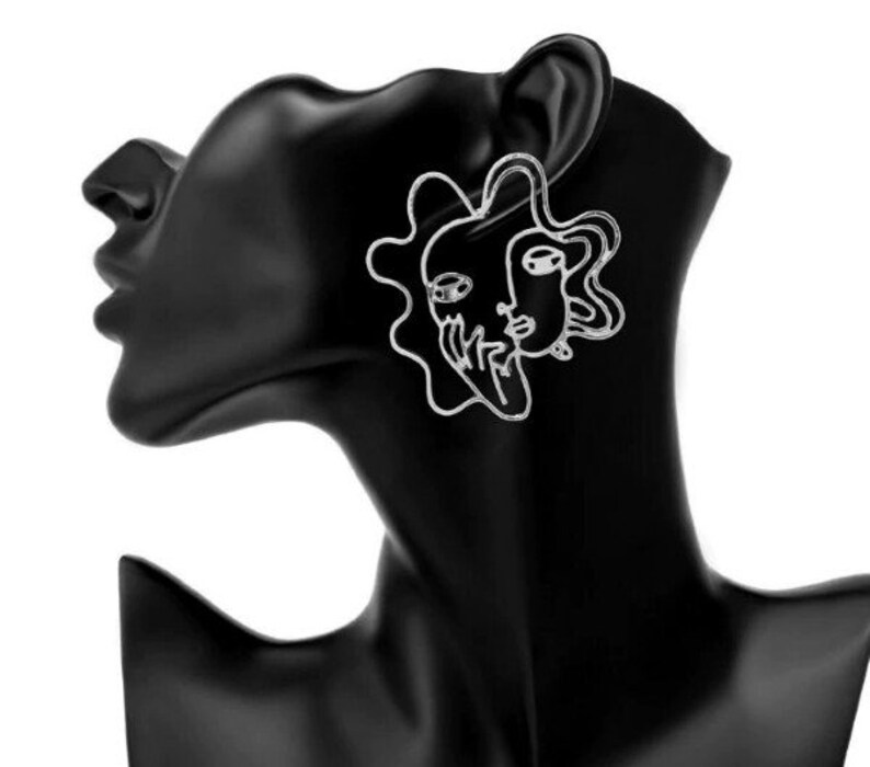 Abstract Face Stud Earrings Single Line Drawing Earrings - Etsy
