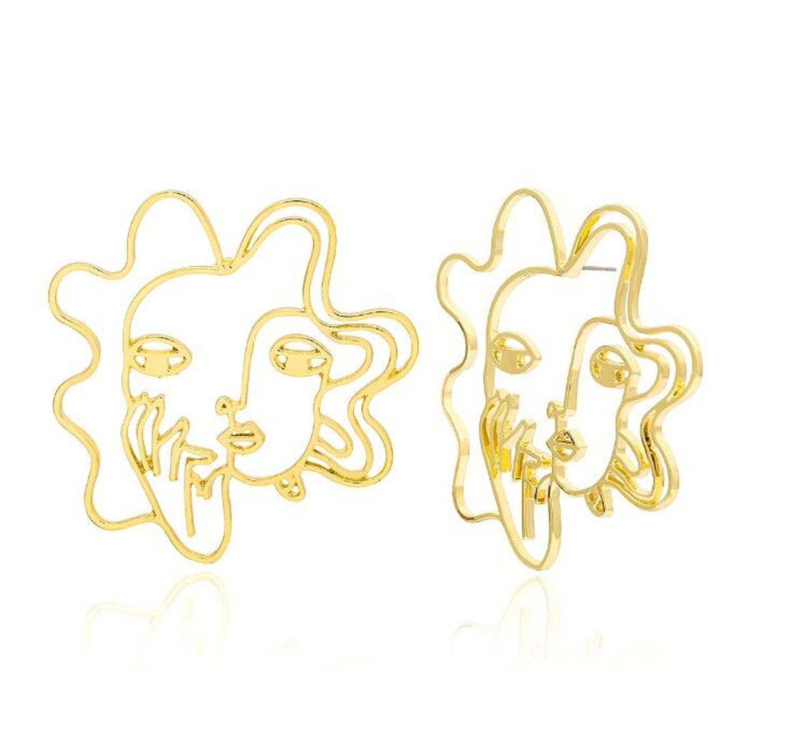 Abstract Face Stud Earrings Single Line Drawing Earrings | Etsy