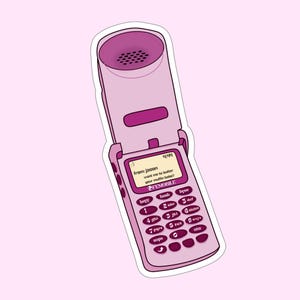 Mean Girls Inspired Pink Flip Phone Sticker - Pink Aesthetic Sticker ...