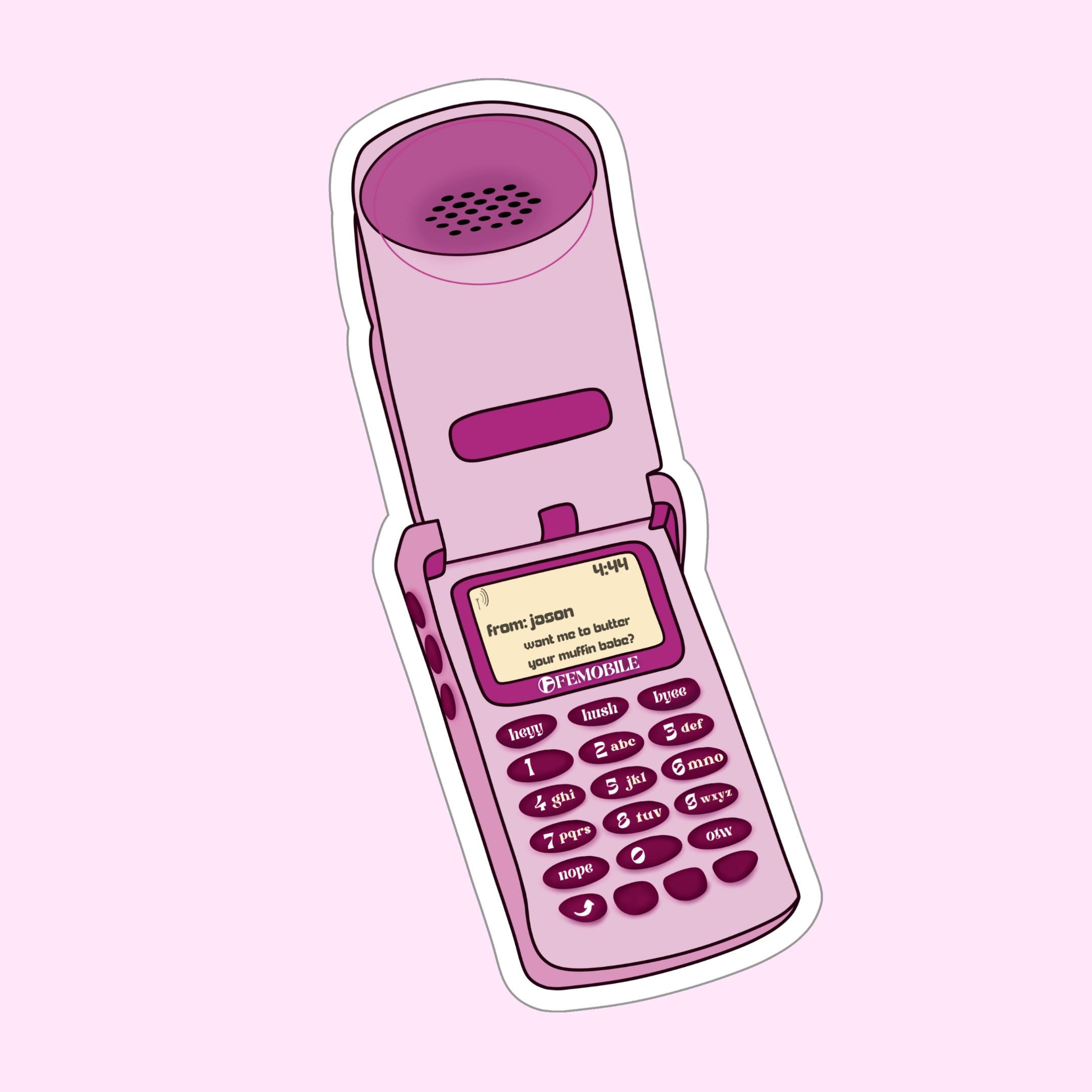 Mean Girls Inspired Pink Flip Phone Sticker - Pink Aesthetic Sticker ...
