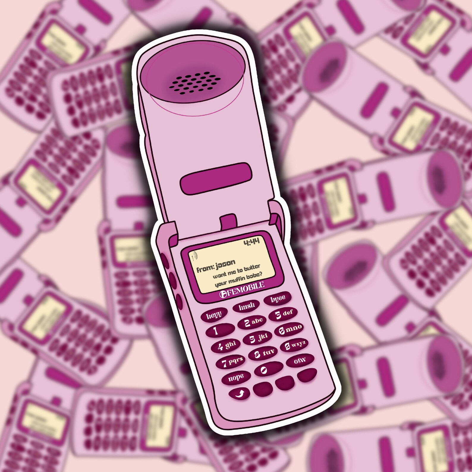 Mean Girls Inspired Pink Flip Phone Sticker Pink Aesthetic Sticker Y2K ...