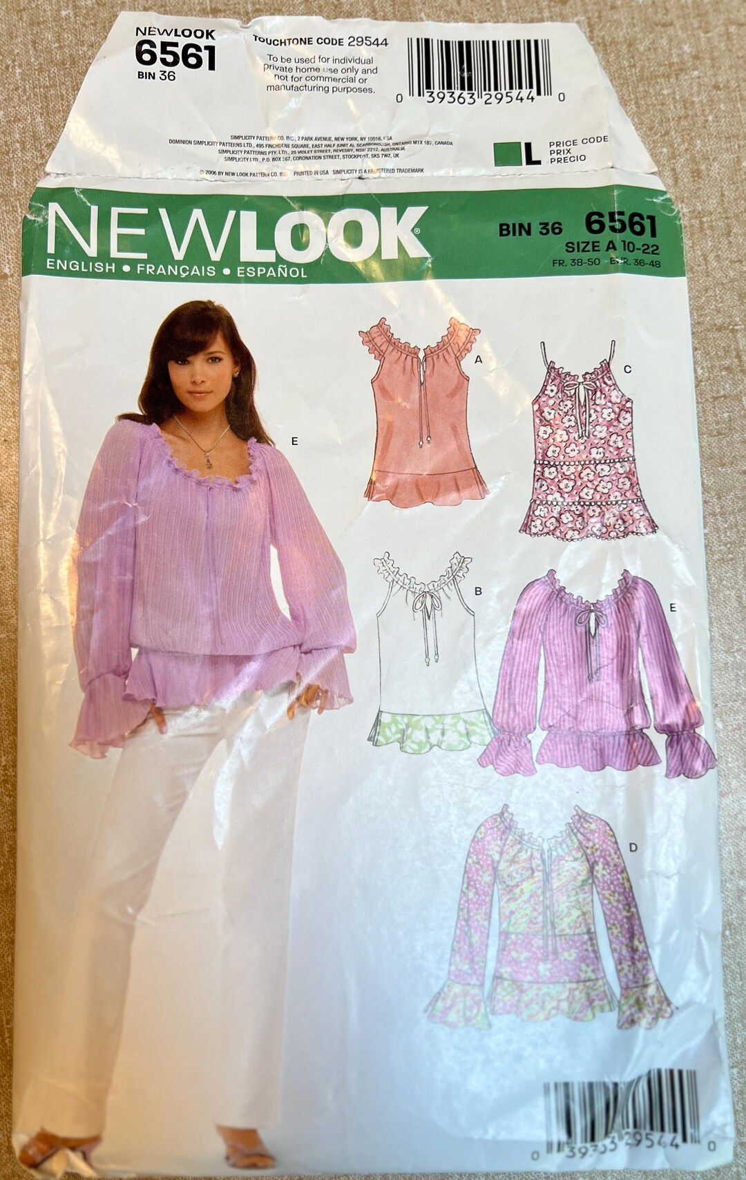 2000's Misses Tops W Waistline and Sleeve Variations - Sizes 10-22 Bust ...