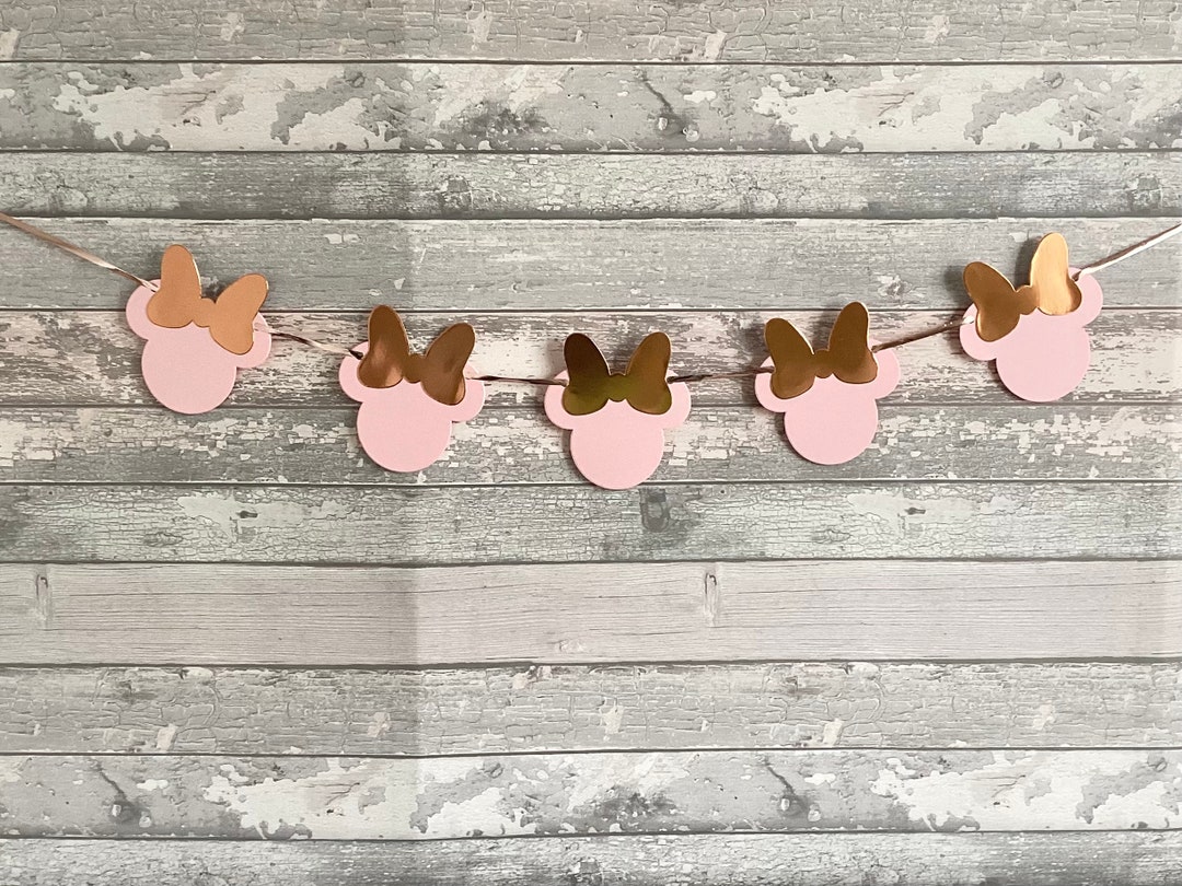 Minnie Mouse Style Banner Pink and Rose Gold Party Bunting 8 Heads - Etsy
