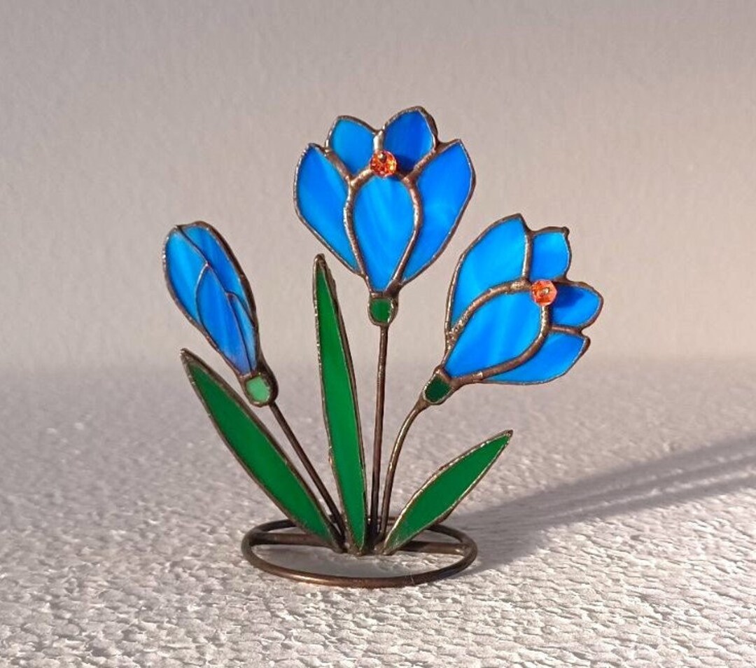 Crocus Krokus Blue Flower Spring Glass Flower Stained Glass Home ...