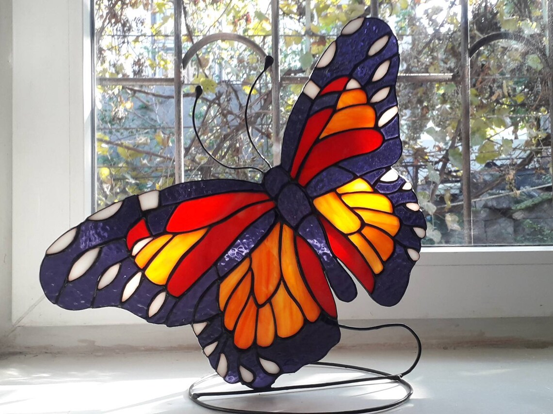 Monarch Butterflyglass Butterfly3d Stained Glasshome - Etsy