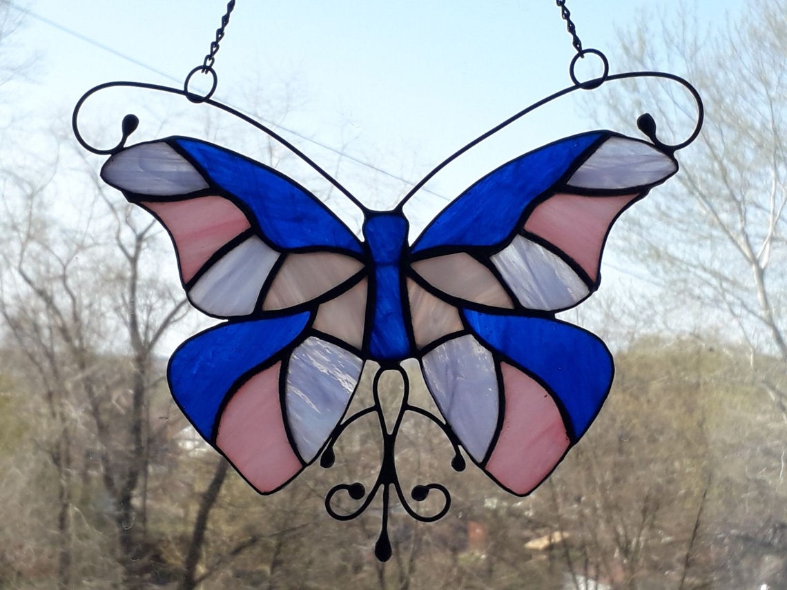 Butterfly in Stained Glass Stained Glass Decor Suncatcher - Etsy