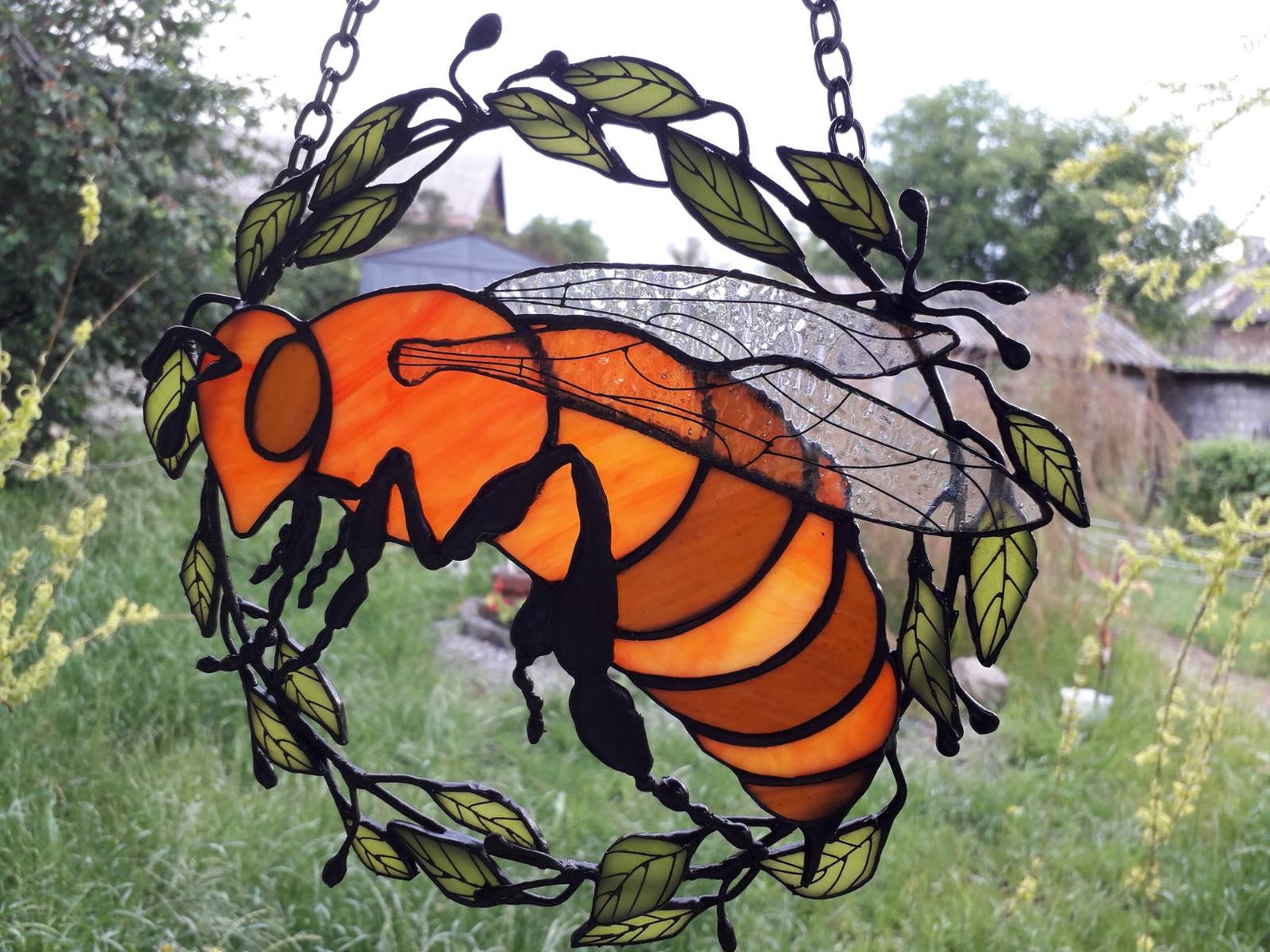Garden Decorglass Beebeehanging Glasshome Decor Stained - Etsy