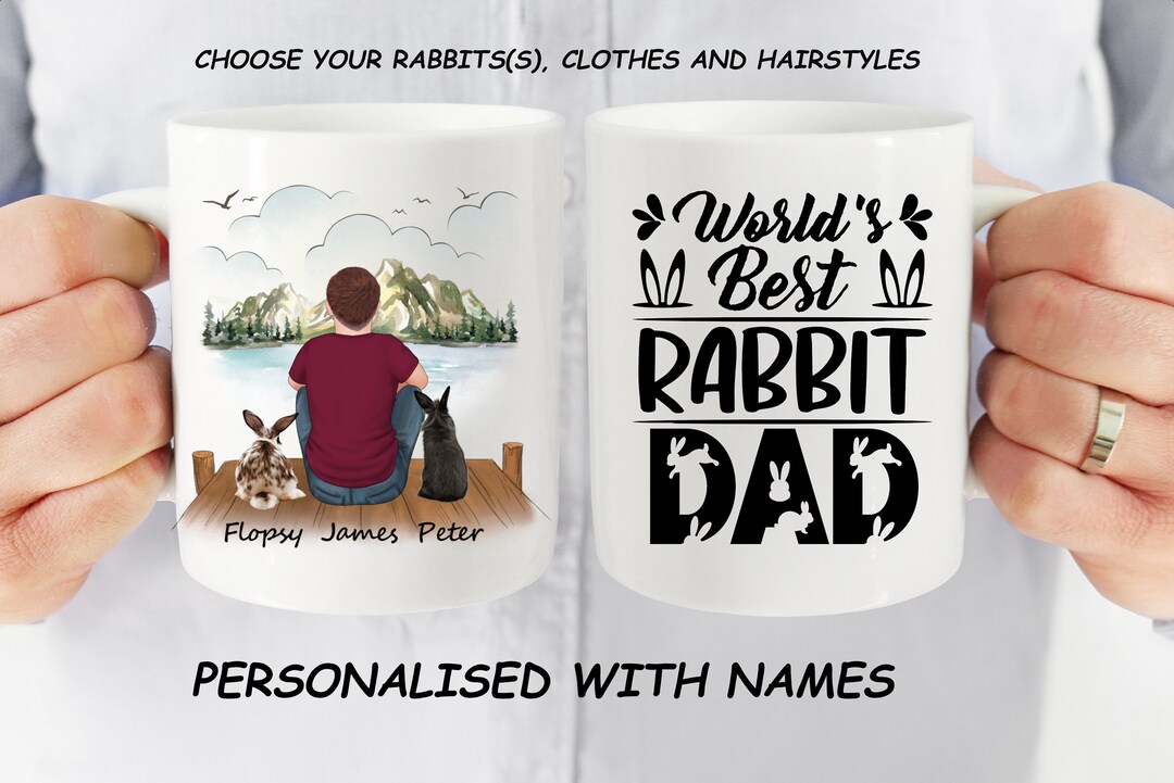 Personalised Man & Rabbit Mug Personalised Rabbit Mug and Coaster Set ...
