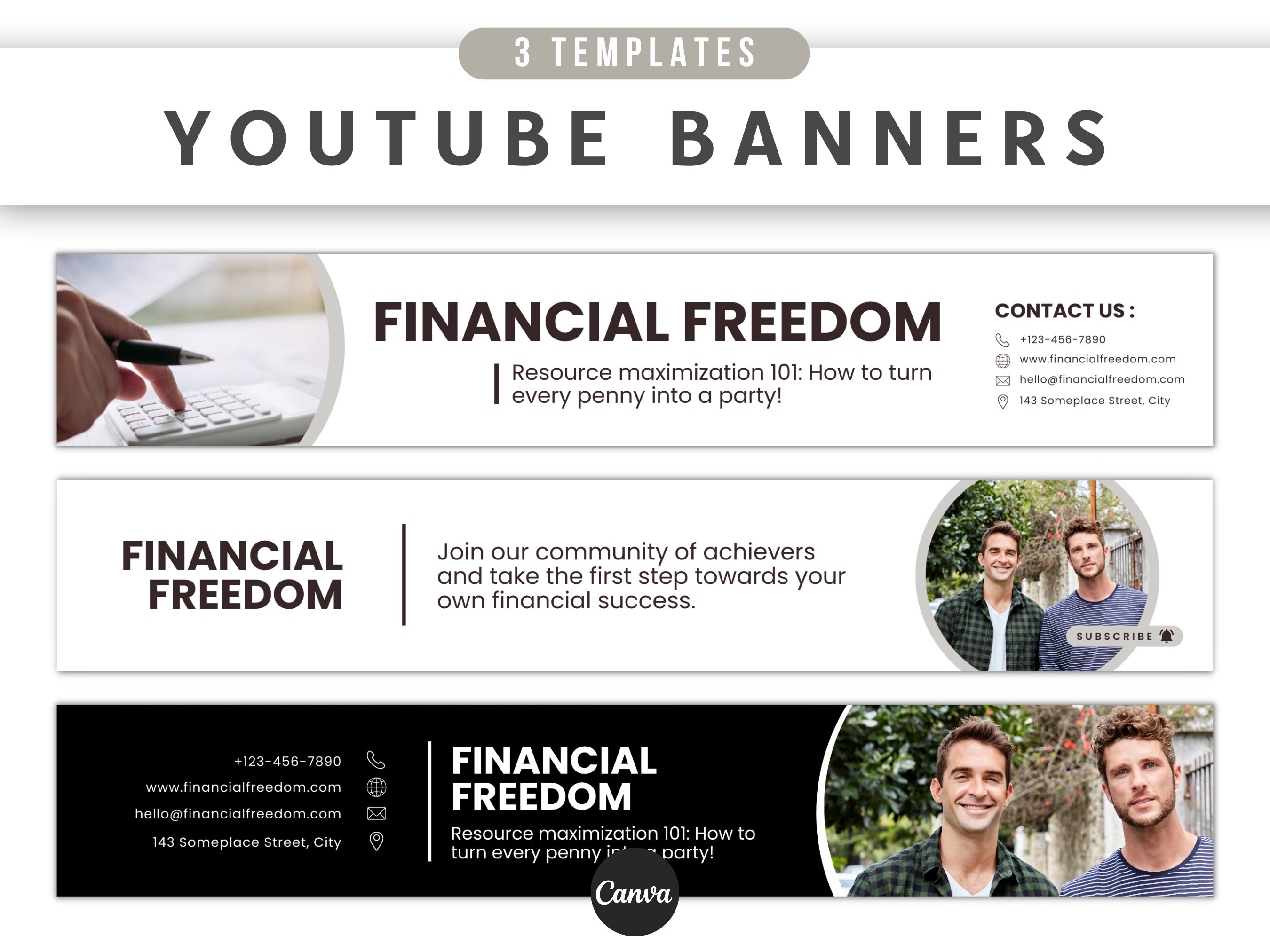 Youtube Banner for Men, Youtube Banner Template, Youtube Branding ...