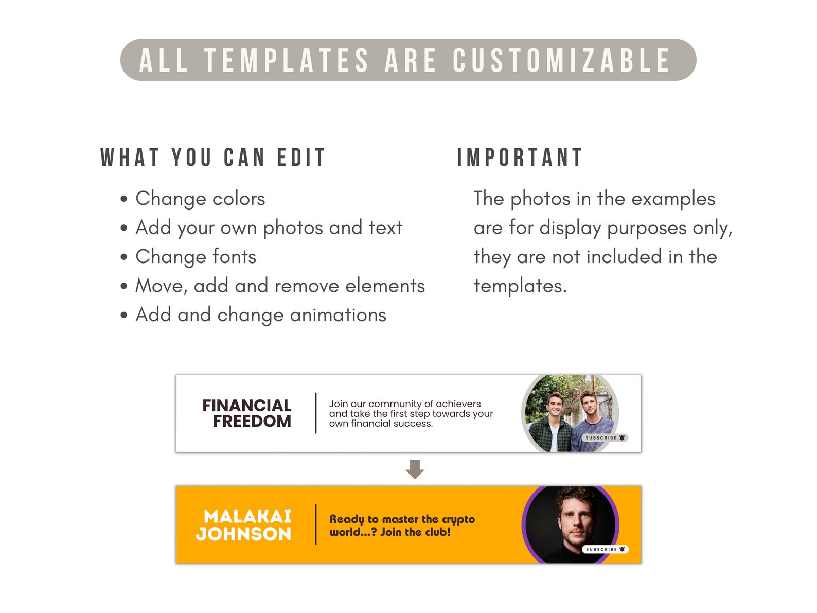 Youtube Banner for Men, Youtube Banner Template, Youtube Branding ...