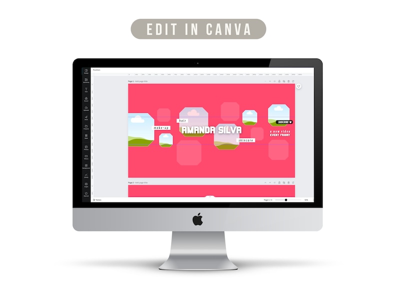 Youtube Banner Pink, Youtube Channel Banner, Youtube Branding Template ...
