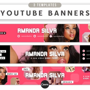Youtube Banner Pink, Youtube Channel Banner, Youtube Branding Template ...