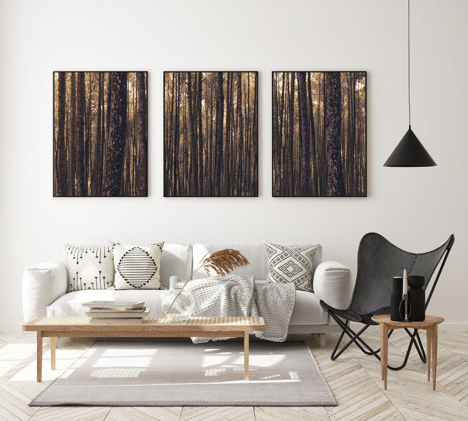 Set of 3 Forest Tree Wall Prints Botanic Nature Art Indonesia ...