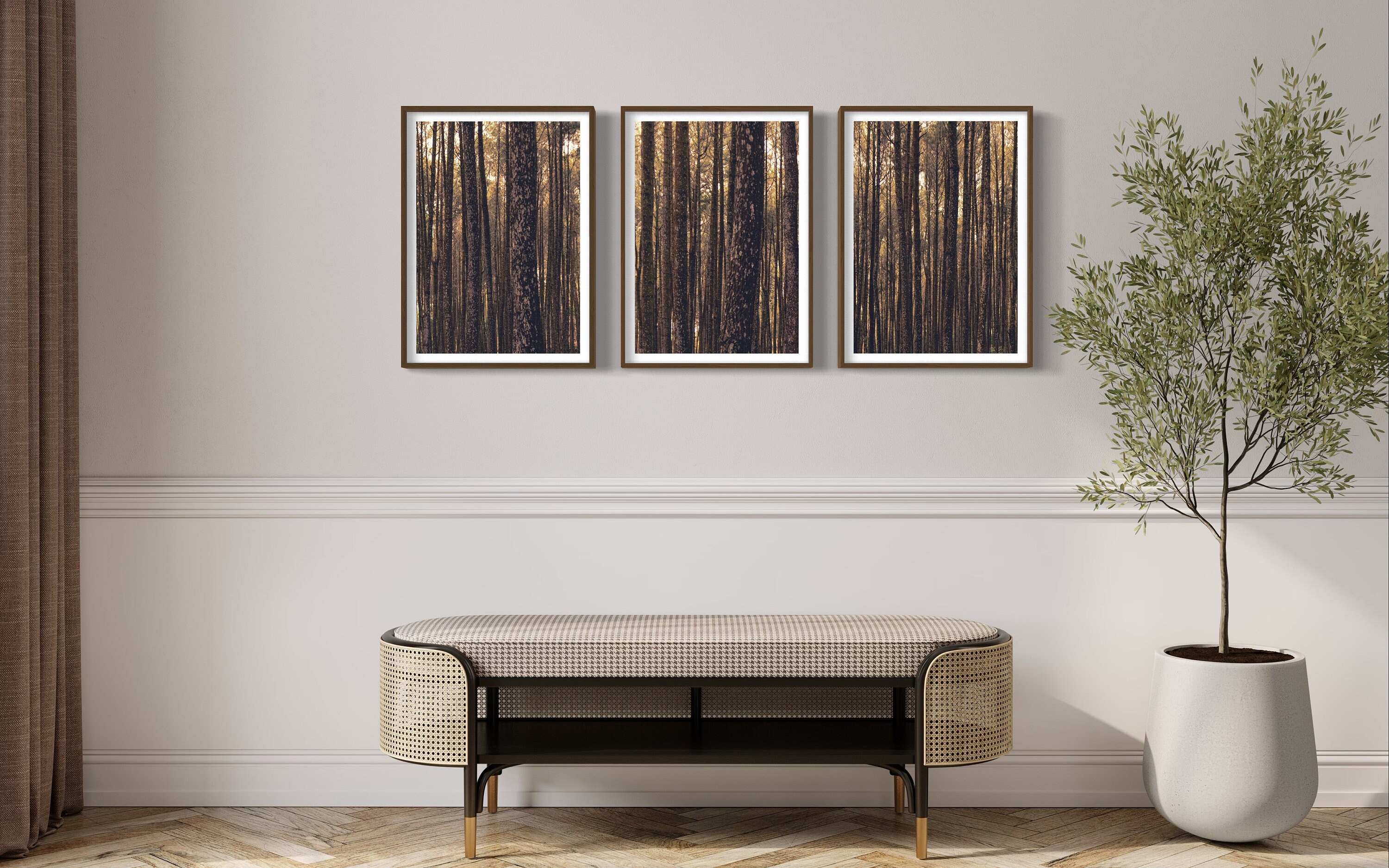Set of 3 Forest Tree Wall Prints Botanic Nature Art Indonesia ...