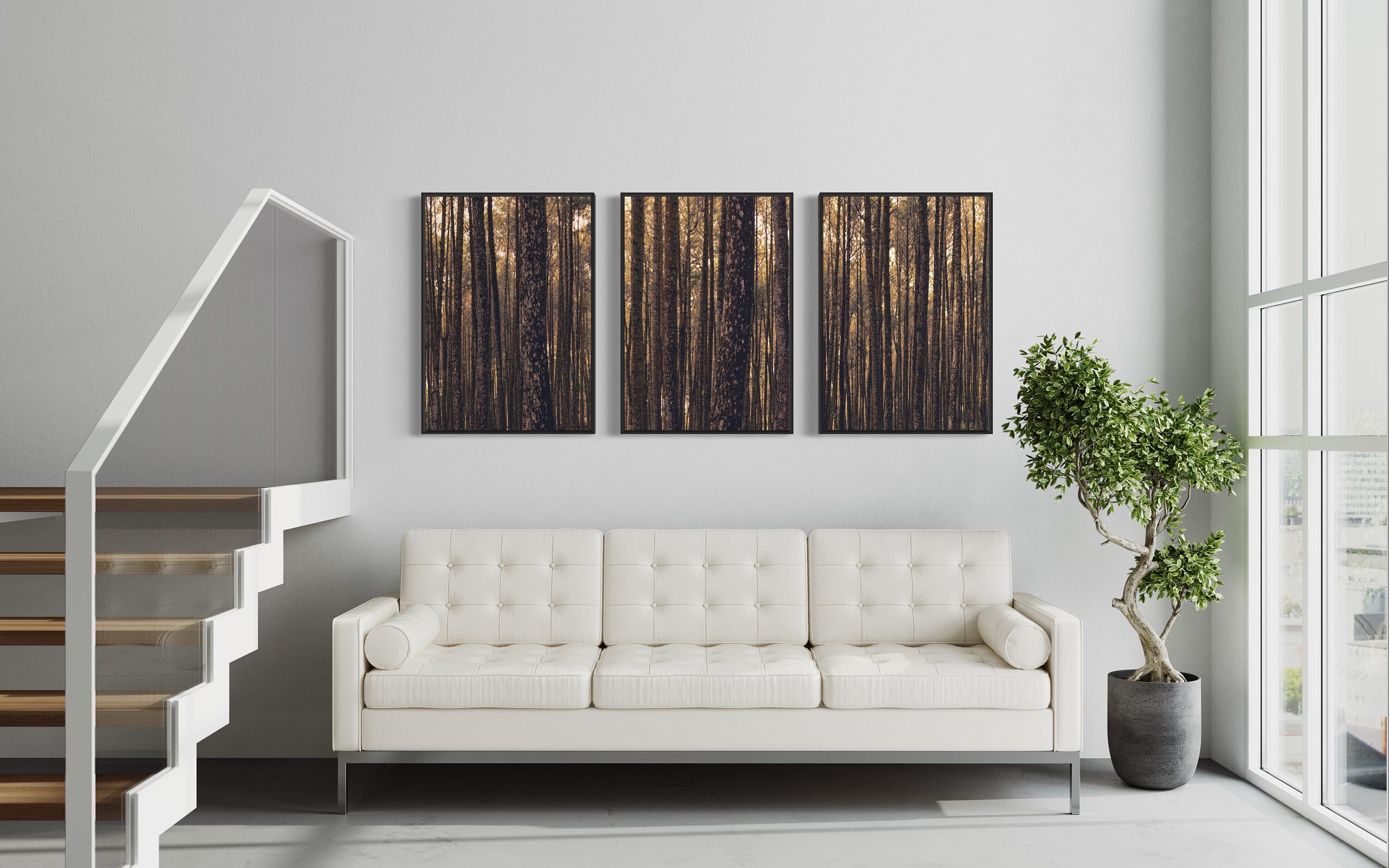 Set of 3 Forest Tree Wall Prints Botanic Nature Art Indonesia ...