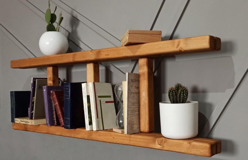 Handmade Wooden Ladder Self/wooden Shelf/ Wall-mounted Horizontal ...