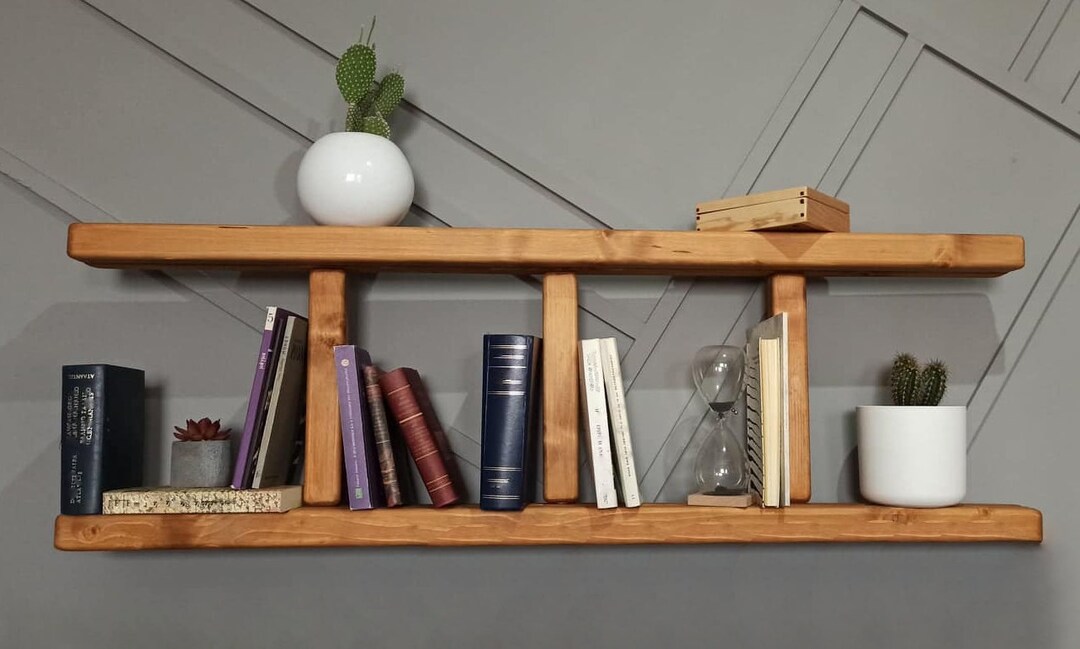 Handmade Wooden Ladder Self/wooden Shelf/ Wall-mounted Horizontal ...