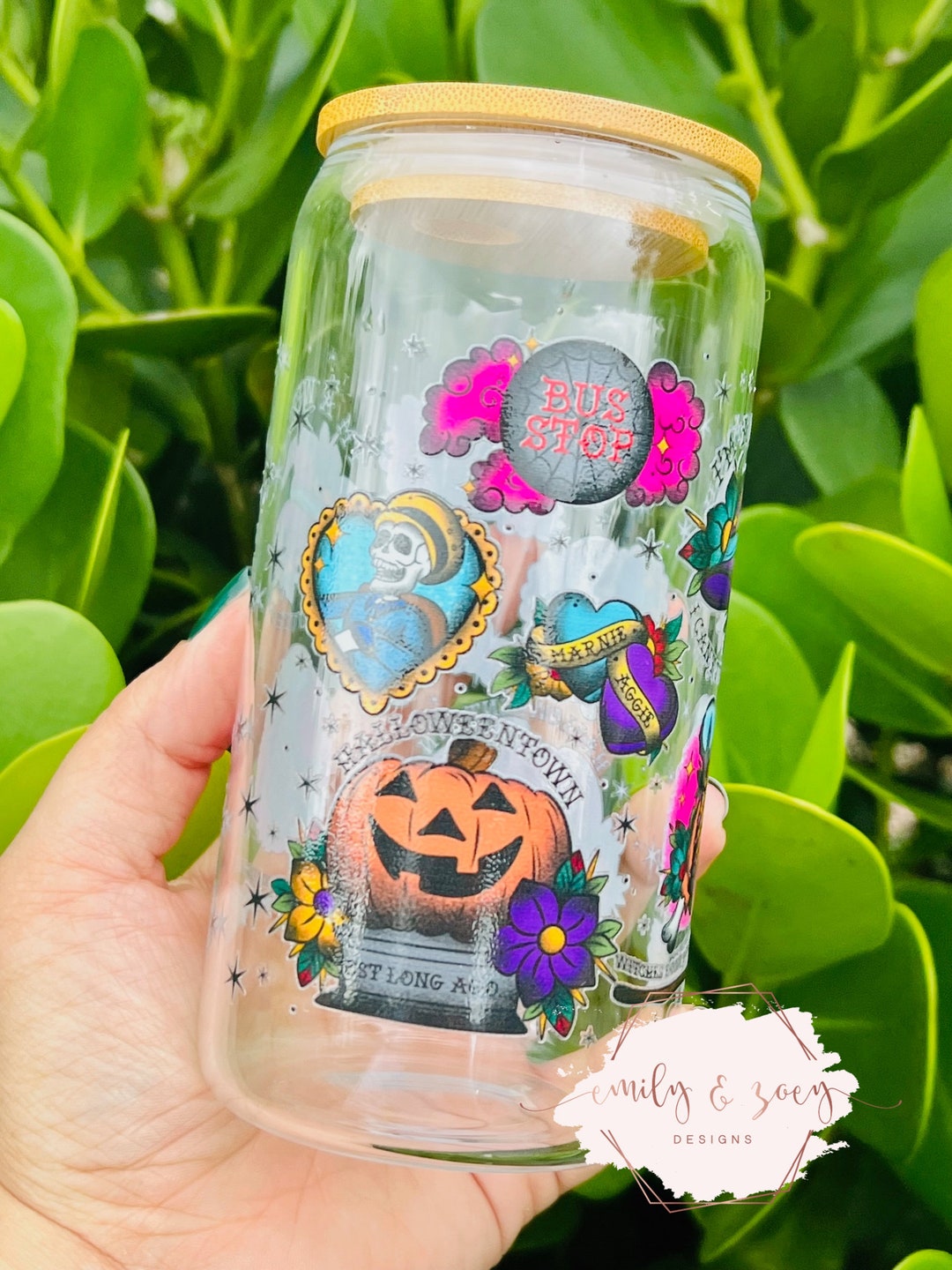 Halloweentown Glass Can | Custom Glass Can | Halloween Glass Can ...