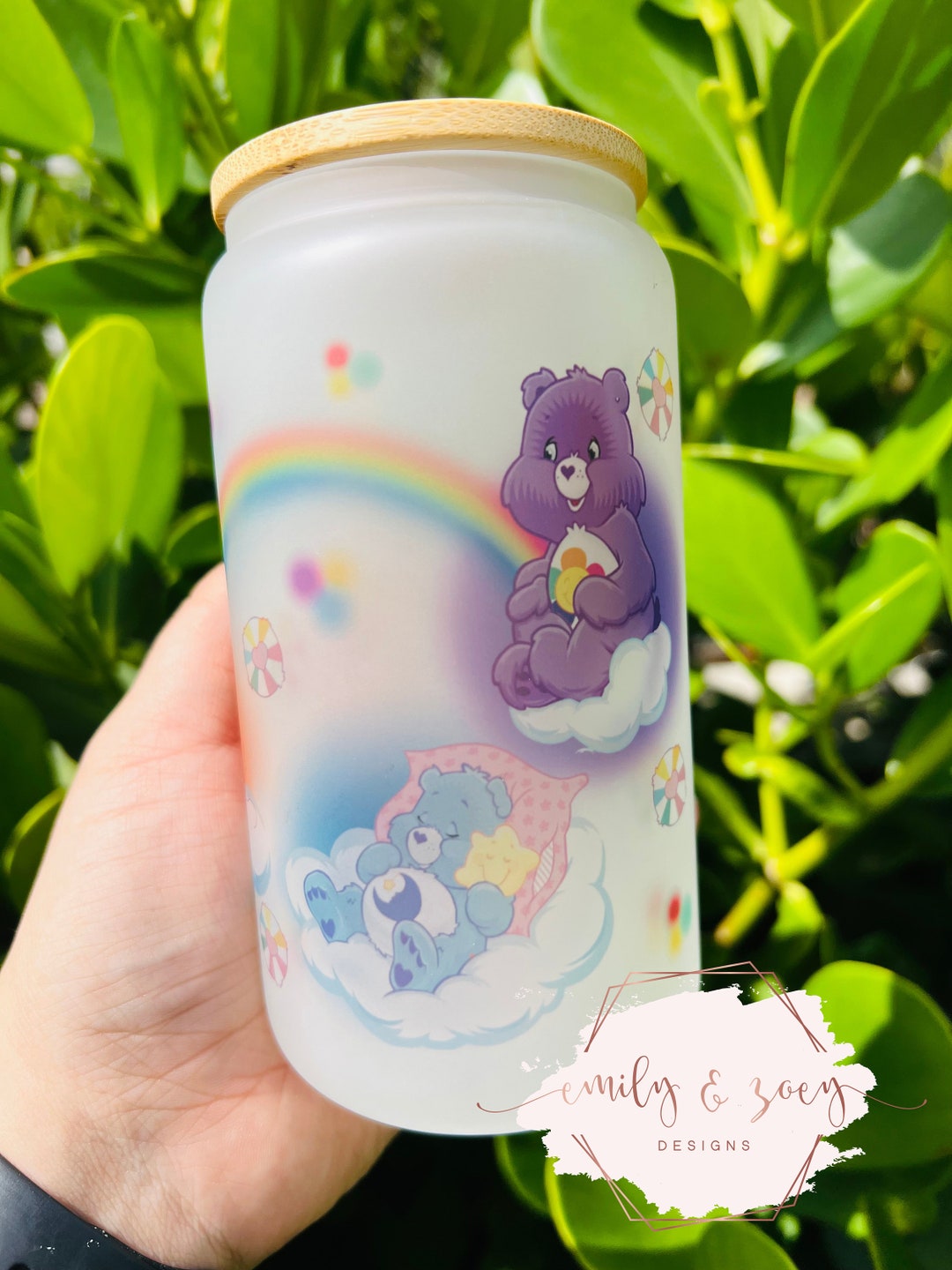 Cute Bears Frosted Glass Can Custom Glass Can Care Bears - Etsy
