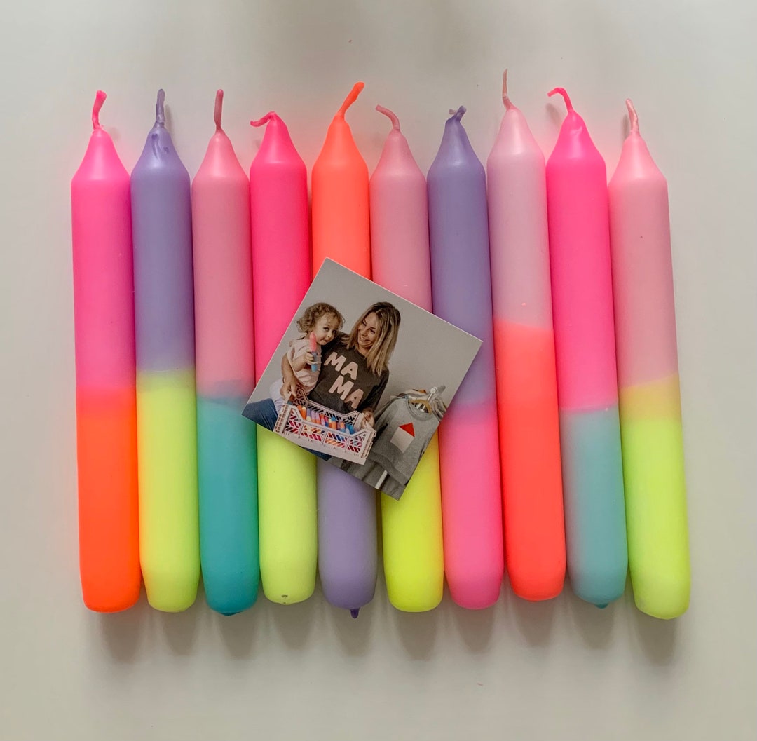 Dip Dye Candles Neon 18 Cm, 10 Pieces - Etsy