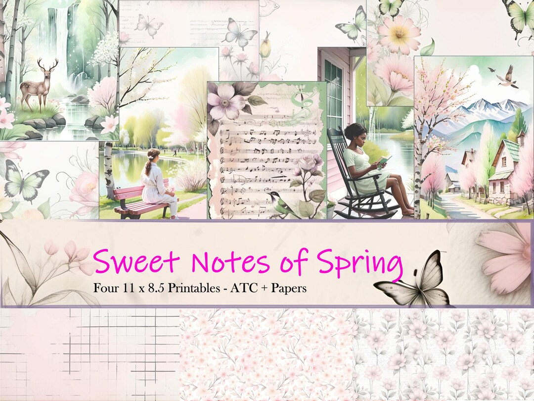 Sweet Notes of Spring | Printable Journal - ATC + Papers | Junk Journal ...