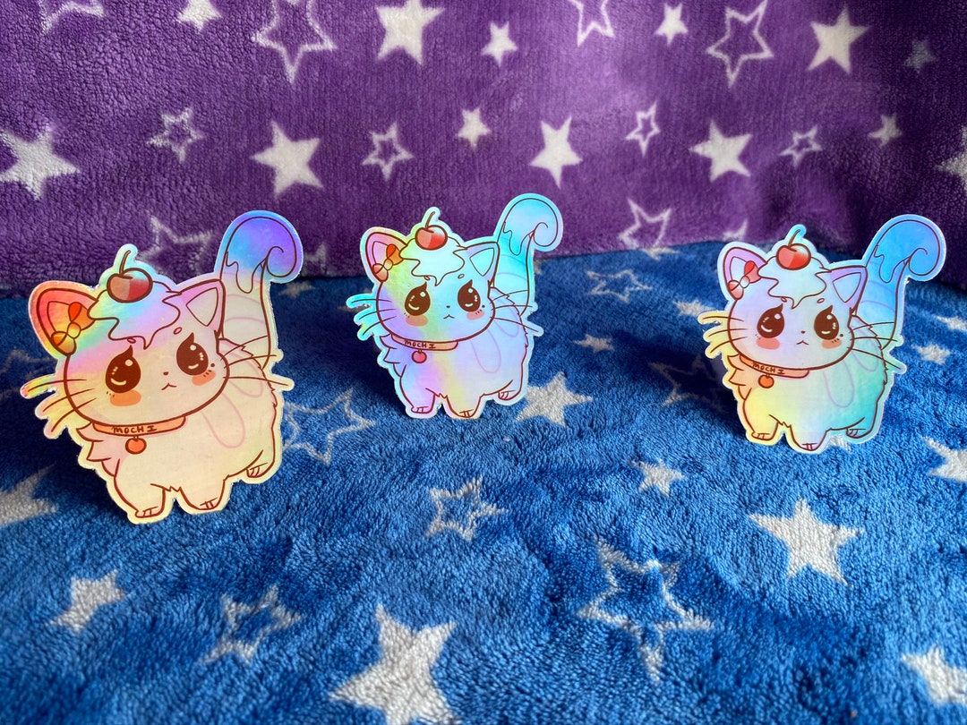 Cherry Cat Chibi Holo Sticker - Etsy