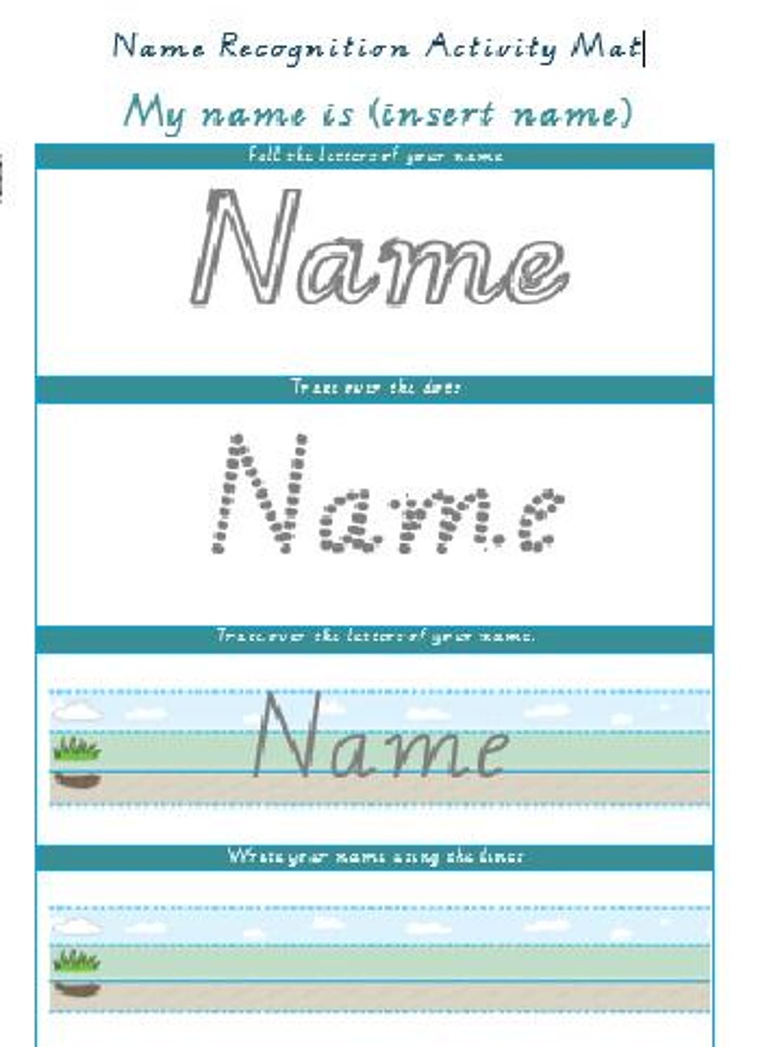 Editable - Name Tracing Sheet - Etsy