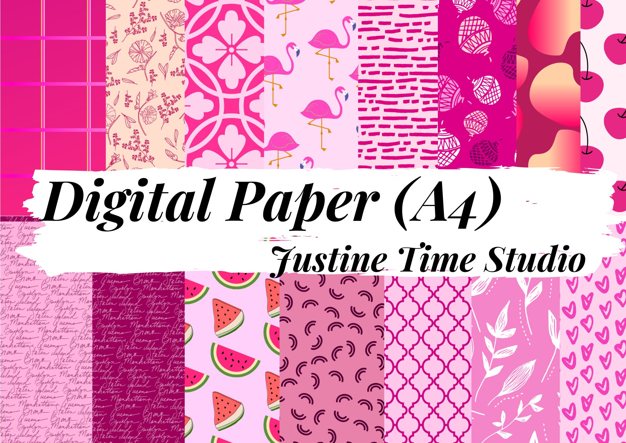 15 digital pink paper A4 size instant download pink | Etsy