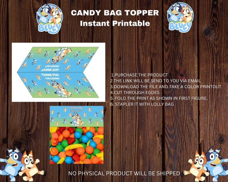 Bluey Candy Bag Topper. Bluey Printable. - Etsy UK