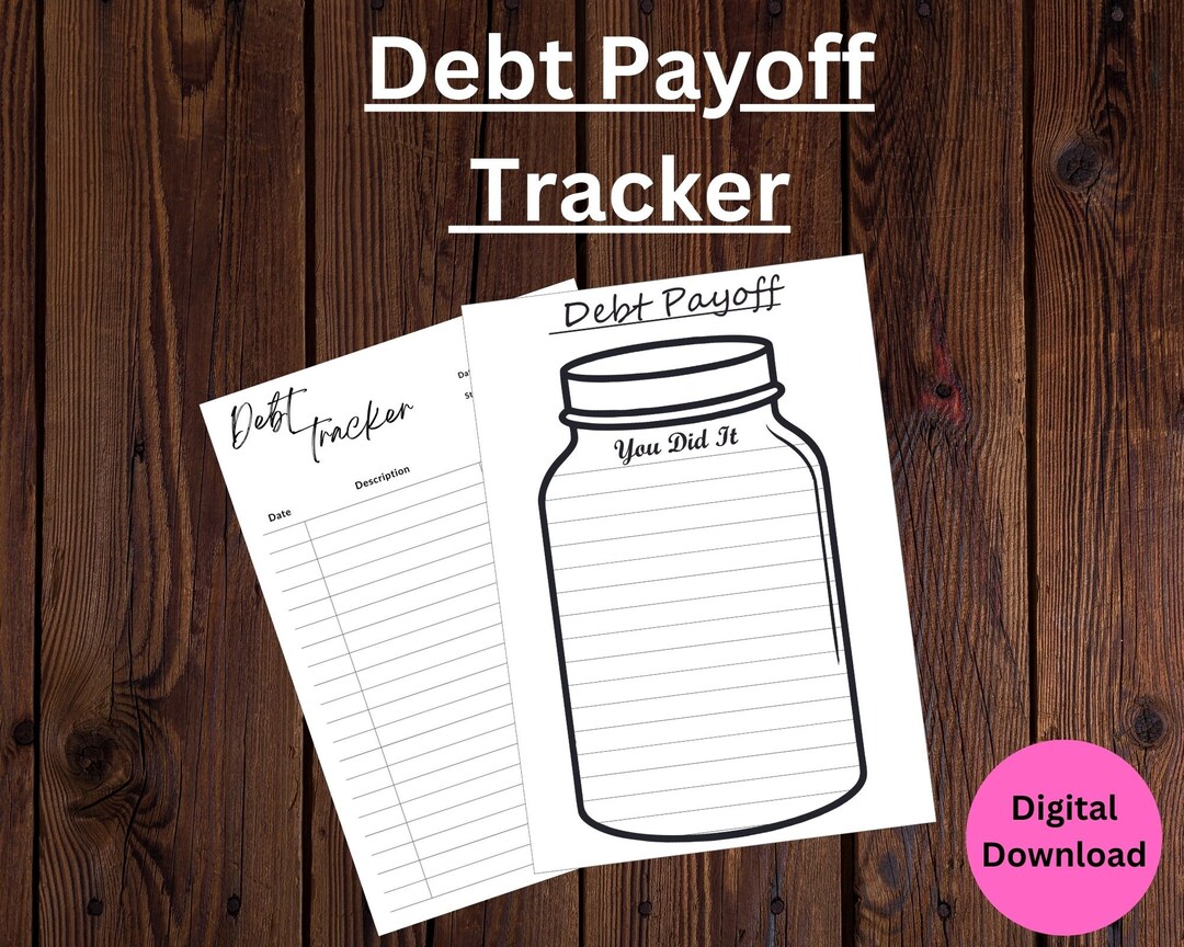Debt Payoff Chart / Tracker Refill / Mason Jar / Insert With Account ...
