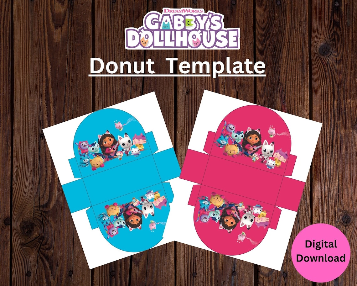 Gabby Dollhouse Donut Box Template. Gabby Dollhouse Birthday Printable ...