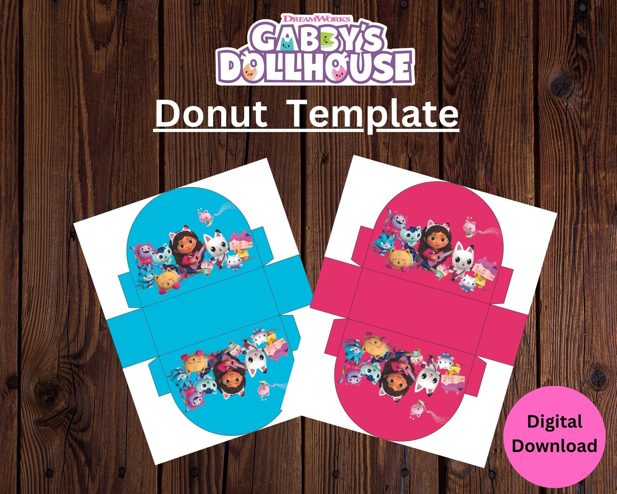 Gabby Dollhouse Donut Box Template. Gabby Dollhouse Birthday Printable ...