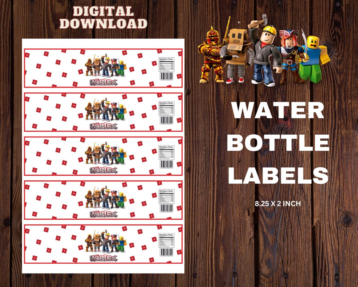 Roblox Water Bottle Label. Roblox Digital Download. - Etsy