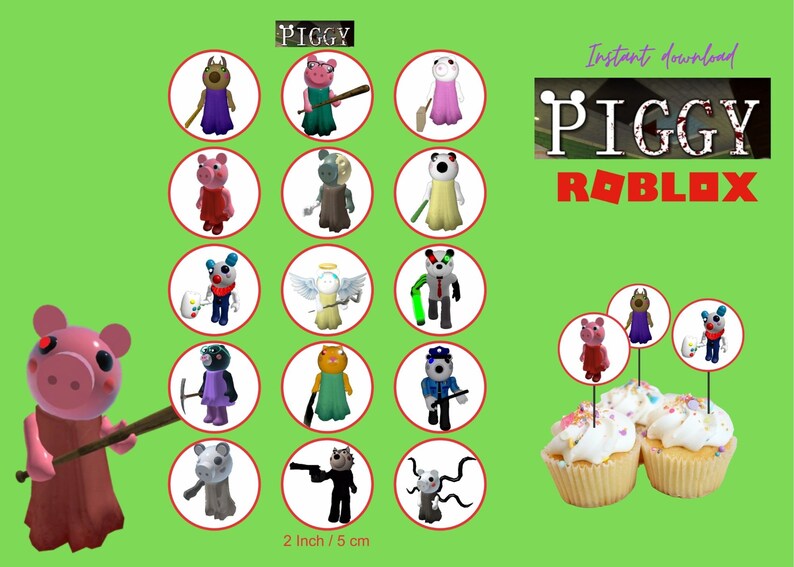 Roblox Piggy Cupcake Topper. Instant Download. Digital Download. Roblox ...