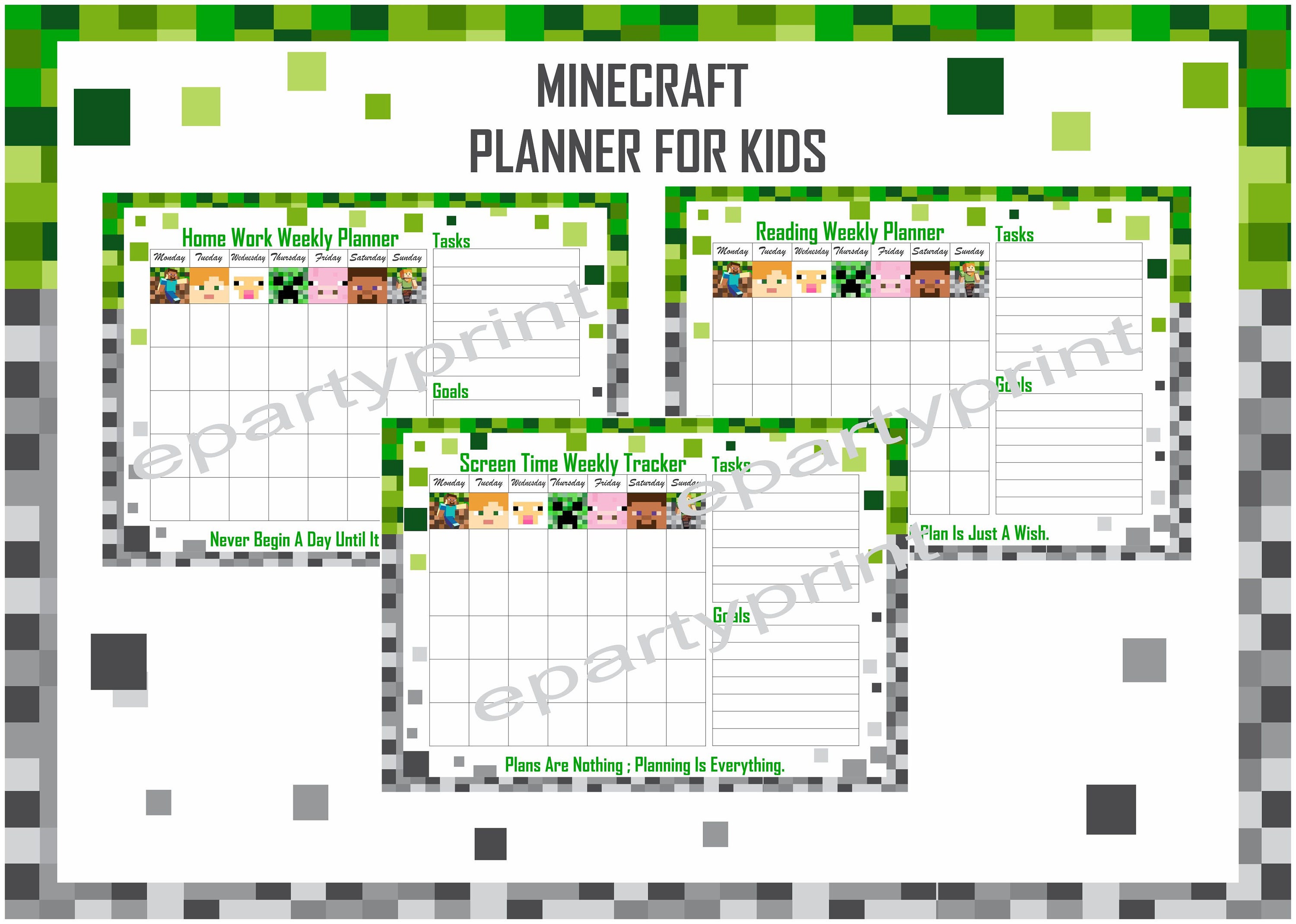 Kids Planner Minecraft - Etsy Australia
