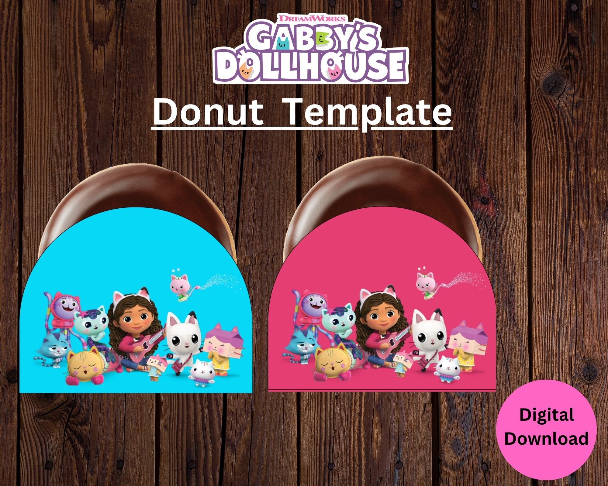 Gabby Dollhouse Donut Box Template. Gabby Dollhouse Birthday Printable ...