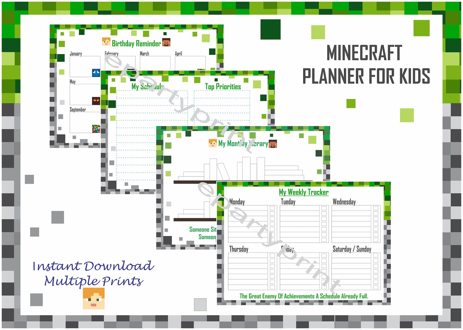 Kids Planner Minecraft - Etsy Australia