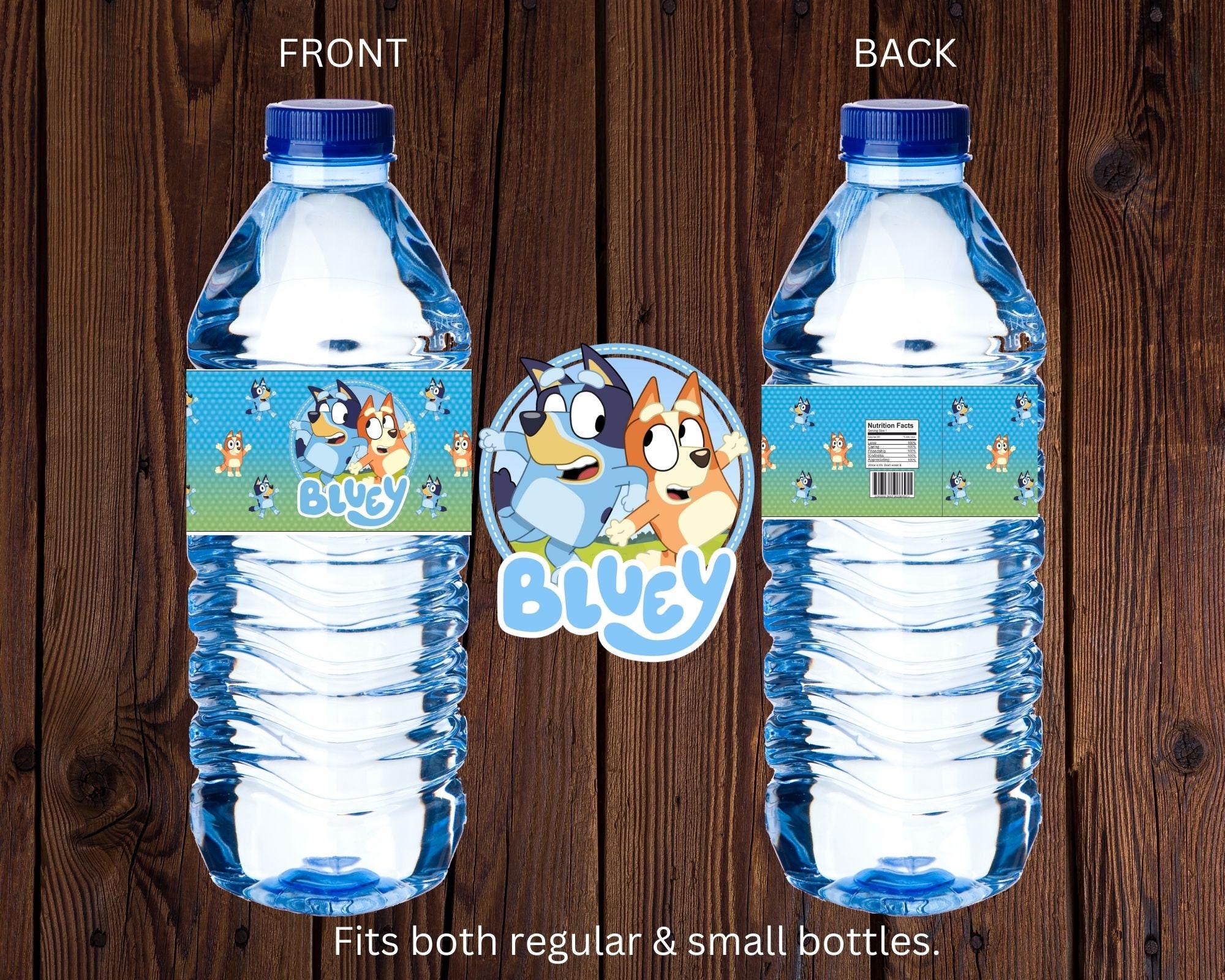 BLUEY water bottle label. bluey party printable - Etsy España